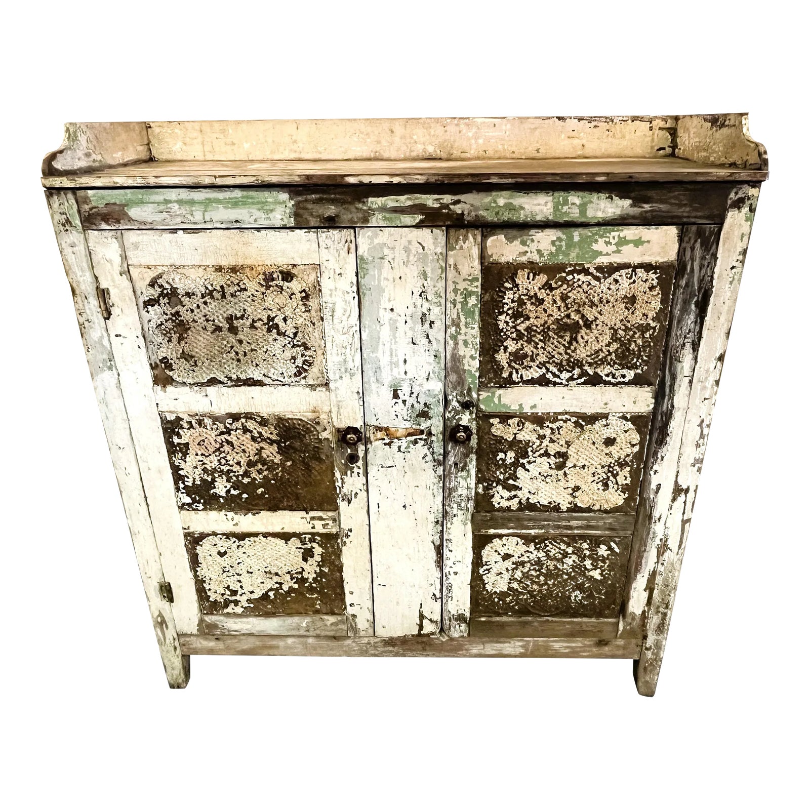 Rustic Antique Pine Pie Safe With Twelve Punched Tin Side Panels | Chairish