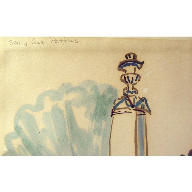 Mid 20th Century Fannin Monument Goliad Texas Watercolor | Chairish