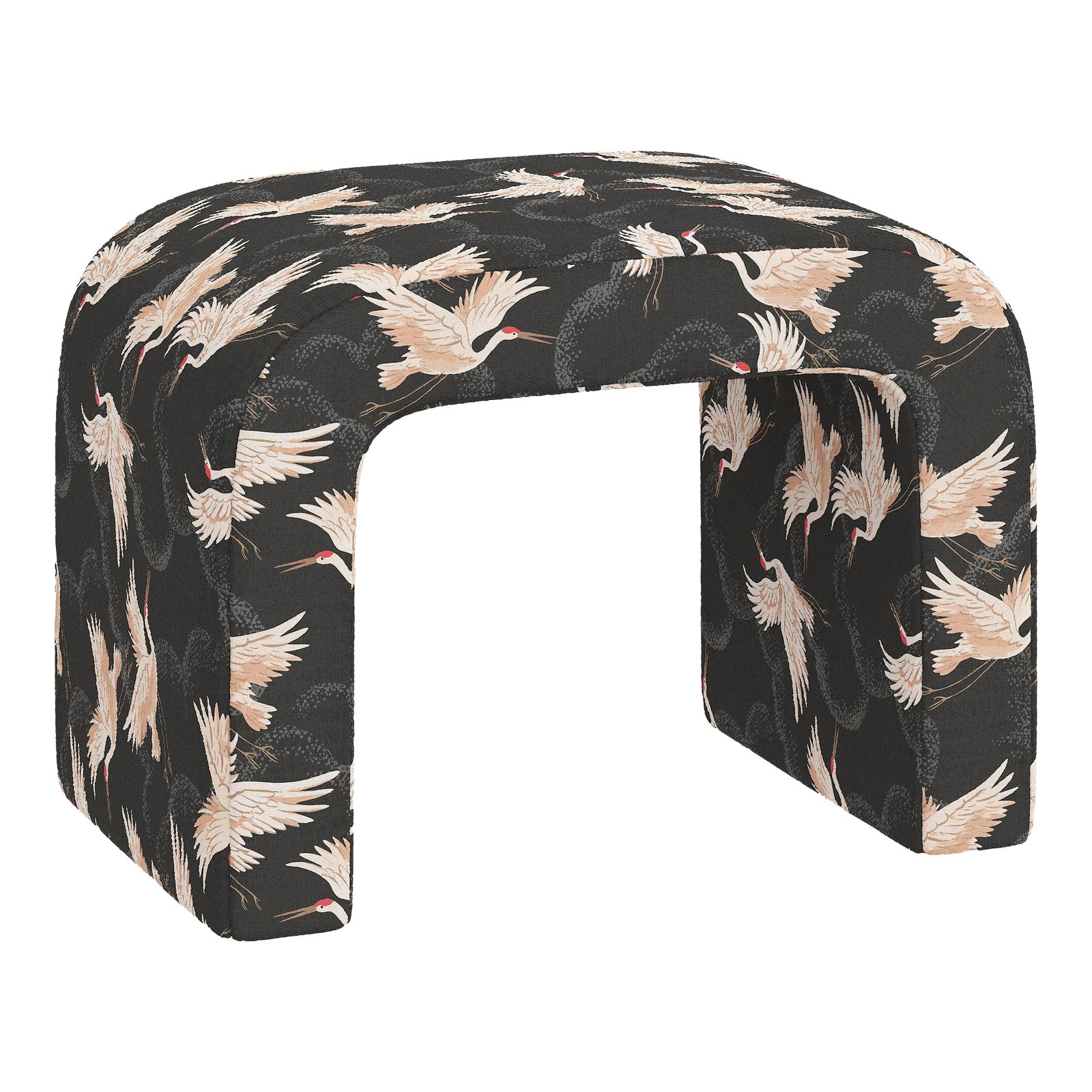 Lulu Waterfall Ottoman in Crane Flock Ink | Chairish