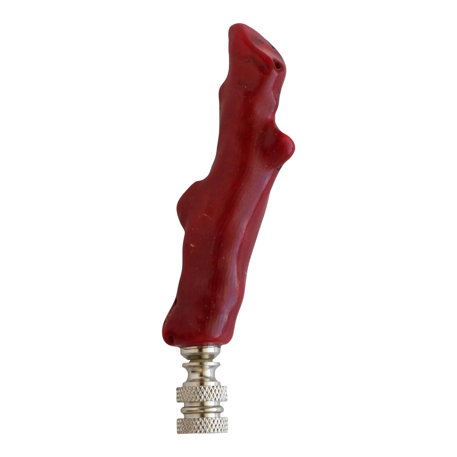 Red Coral Lamp Finial on Chrome Hardware | Chairish