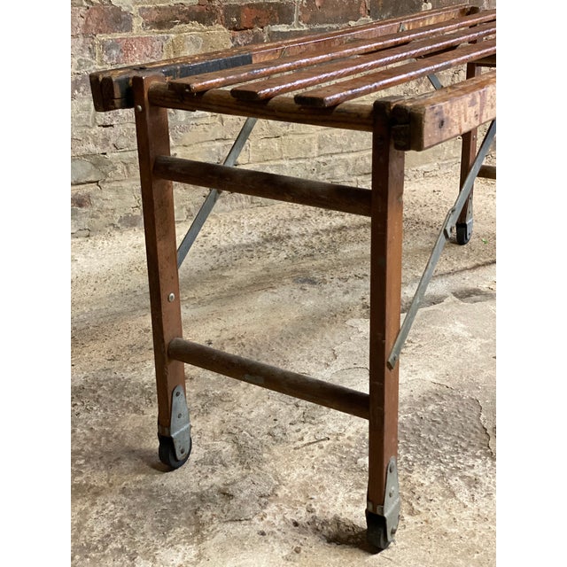 Vintage Factory Slat Folding Table | Chairish