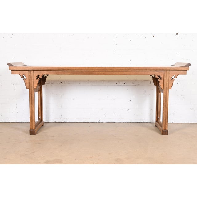 Baker Furniture Hollywood Regency Chinoiserie Burled Walnut Altar Table ...