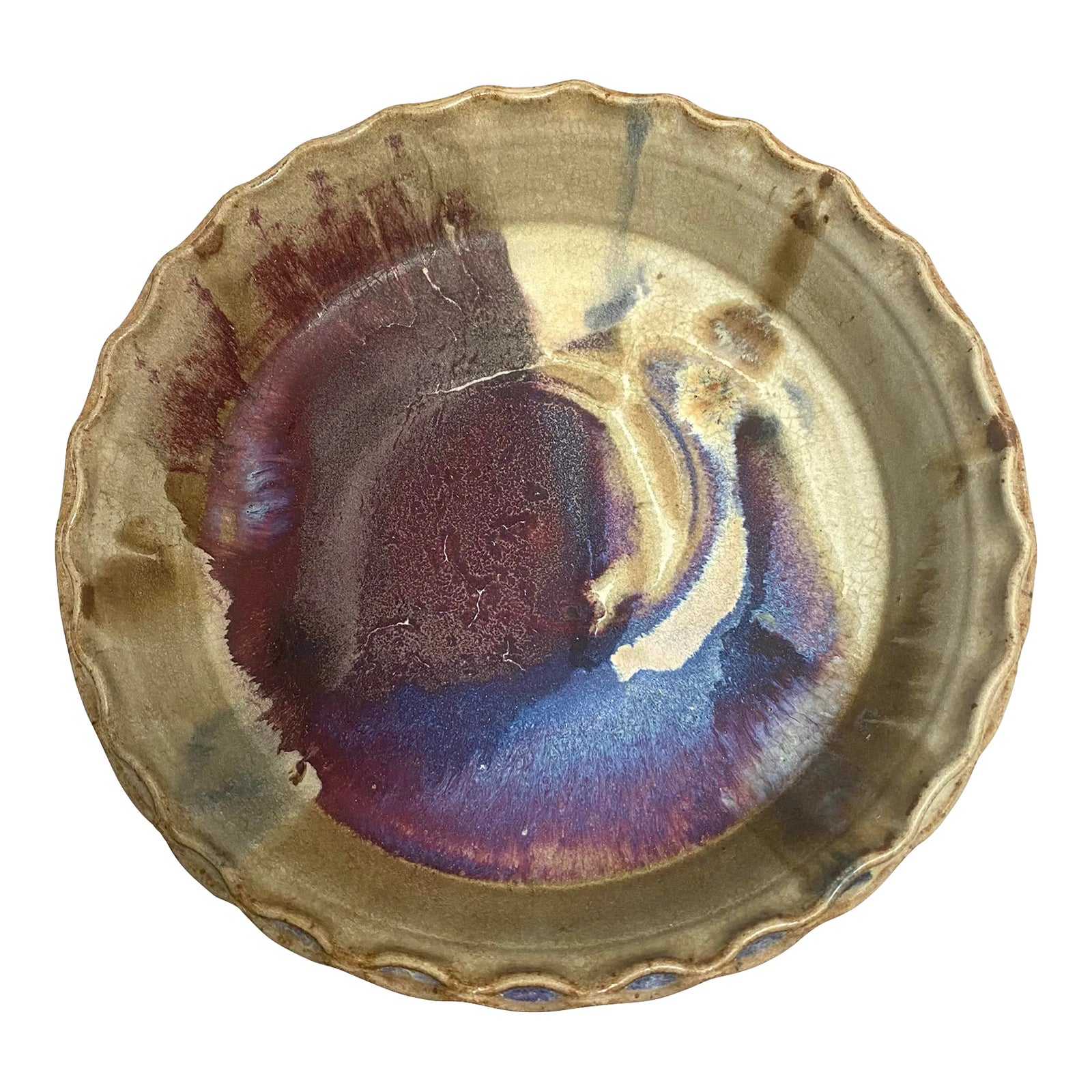 Vintage Large Deep Hand Thrown Studio Pottery Bowl Platter | Chairish