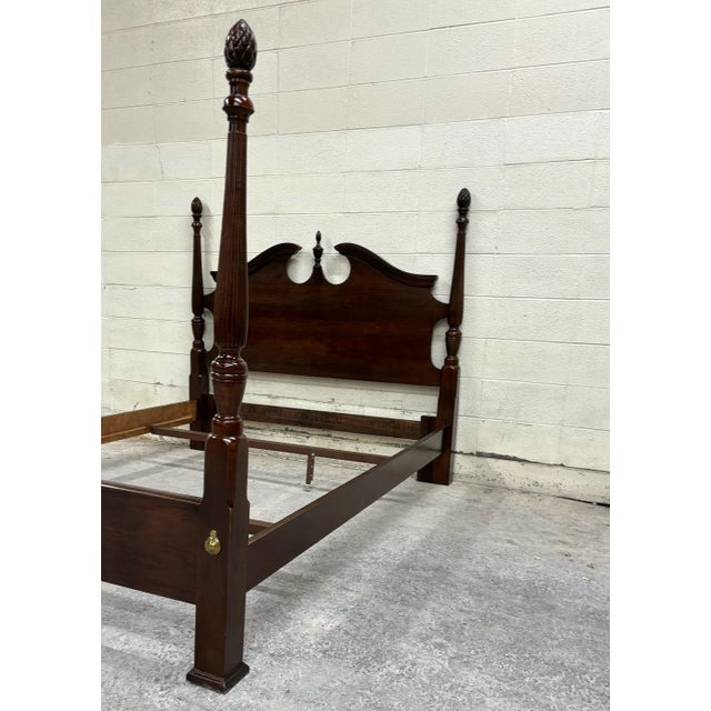 Vintage Kincaid Full or Queen Convertible Pinecone Finial Pediment Poster Bed | Chairish