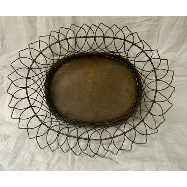 Late 20th Century Large Vintage French Wire Metal Basket Planter | Chairish