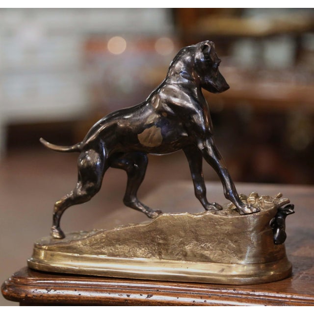 19th Century French Two-Tone Bronze Dog & Rabbit Sculpture Signed Jules ...