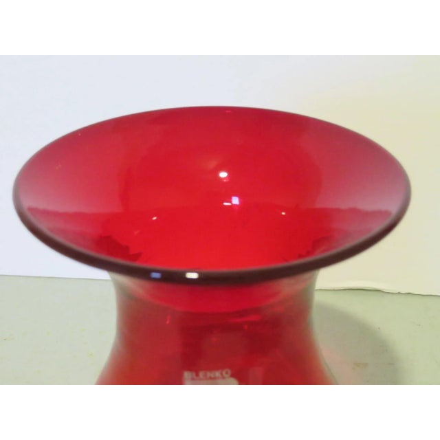 Blenko Red Art Glass Vase | Chairish
