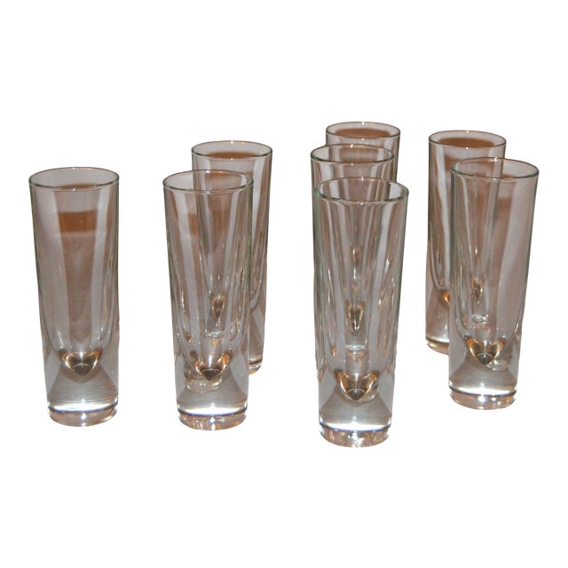 Set Of 8 Carlo Moretti Modern Heavy Blown Glass Drinking Glasses