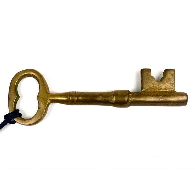 Large Vintage French Brass Key With Tassel | Chairish
