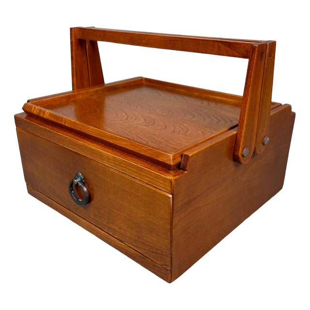 Vintage Japanese Wooden Sewing Case, 1980s | Chairish