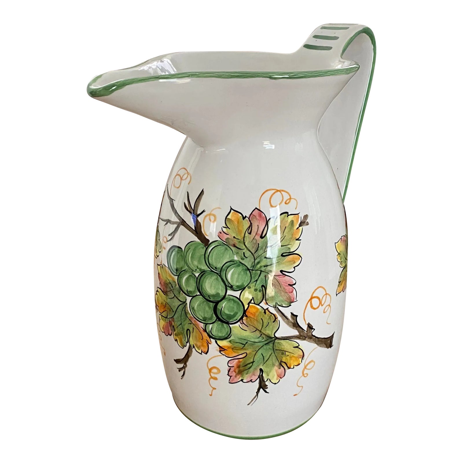 Mid 20th Century Vintage Deruta Pitcher | Chairish