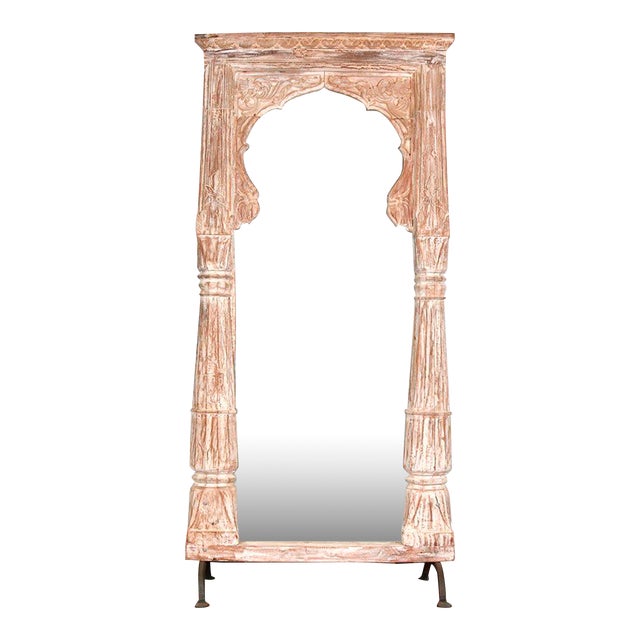 Antique Indian Teakwood Window Frame + Mirror | Chairish