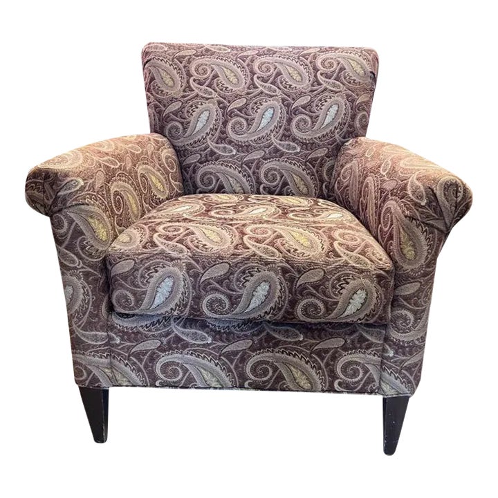 Late 20th Century Crate & Barrel Paisley Pattern Upholstered Lounge ...