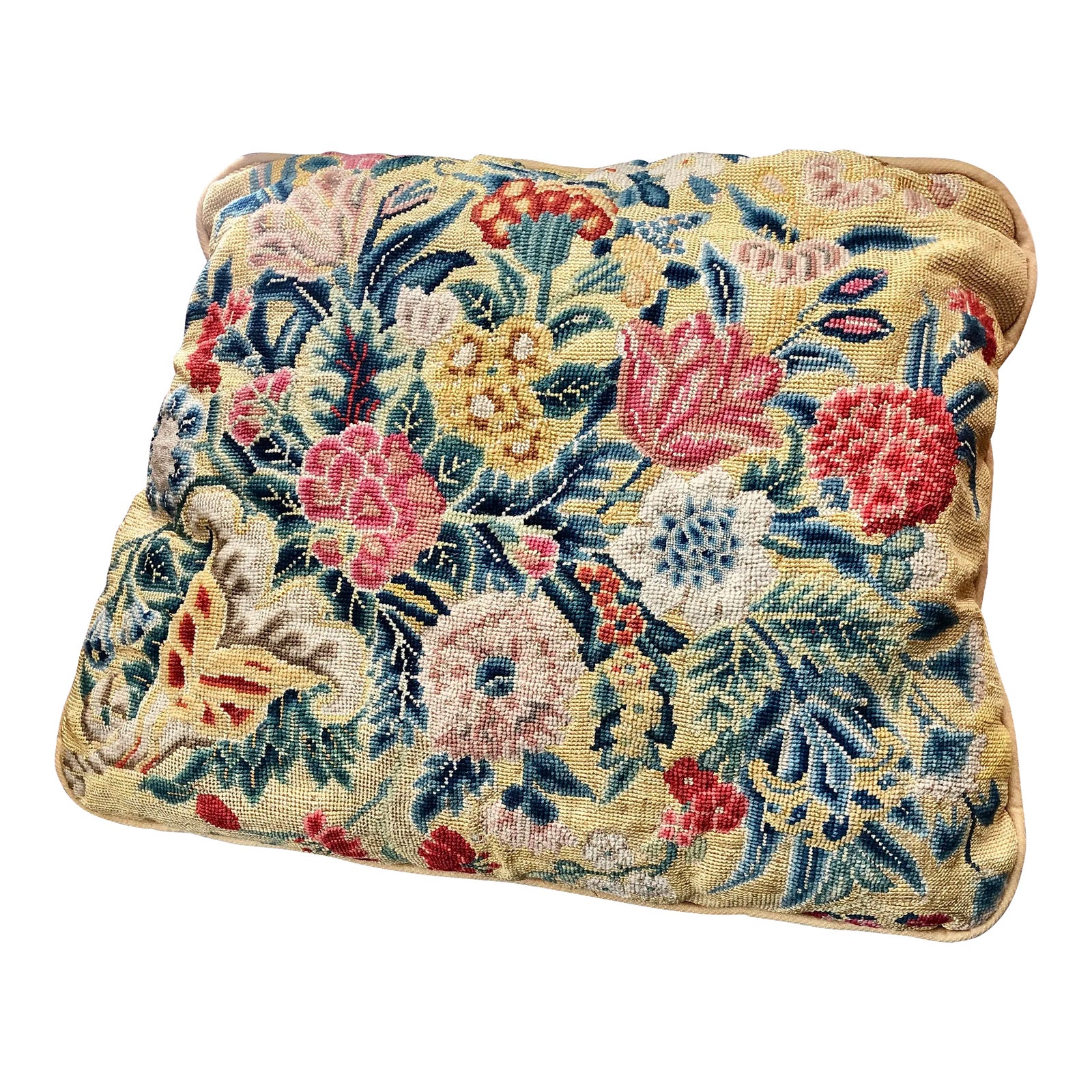 Vintage Needlepoint Chair Seat Cushion | Chairish