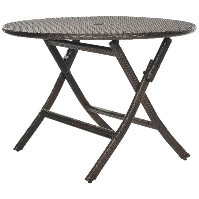 Outdoor Round Folding Table in Brown | Chairish