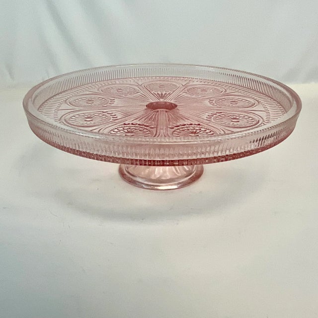 Antique Hollywood Regency Indiana Glass Co Pressed Pink Glass Pedestal ...