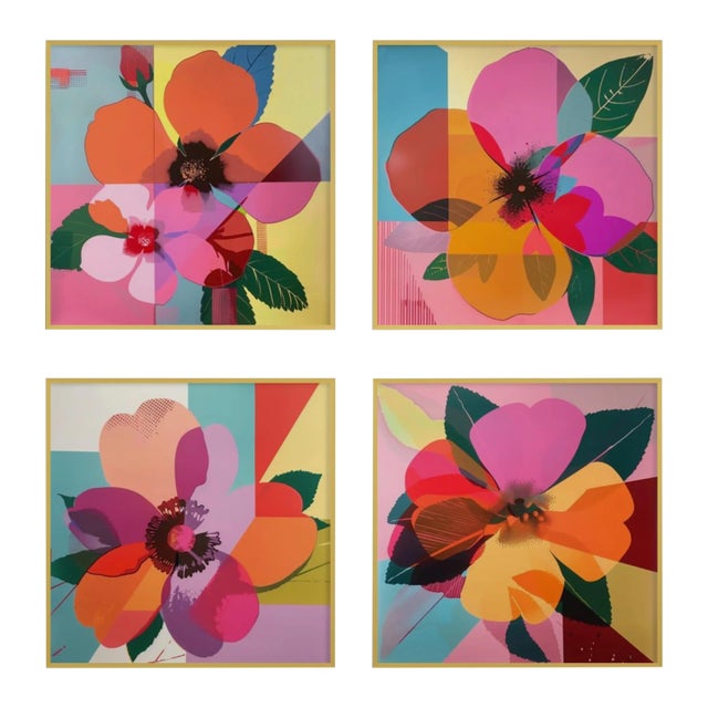 Set of 4 - Art Wall Installation 40' X 40' - 'Pop Art Flowers' #4 ...