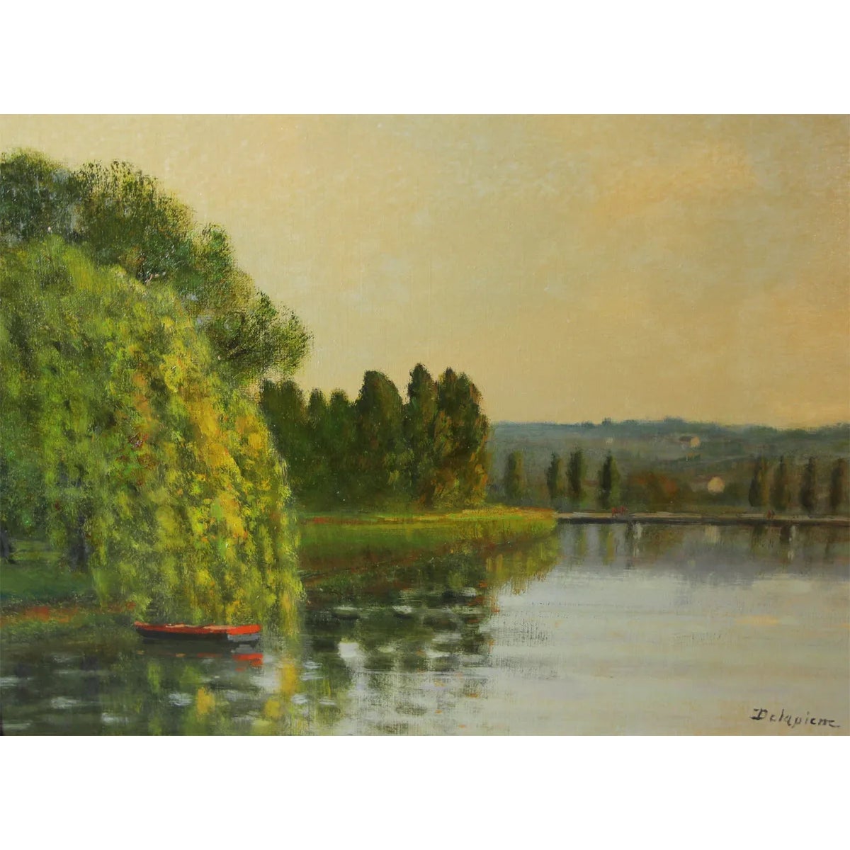 Roger Delapierre, Post-Impressionist River Landscape, 1989, Oil on ...