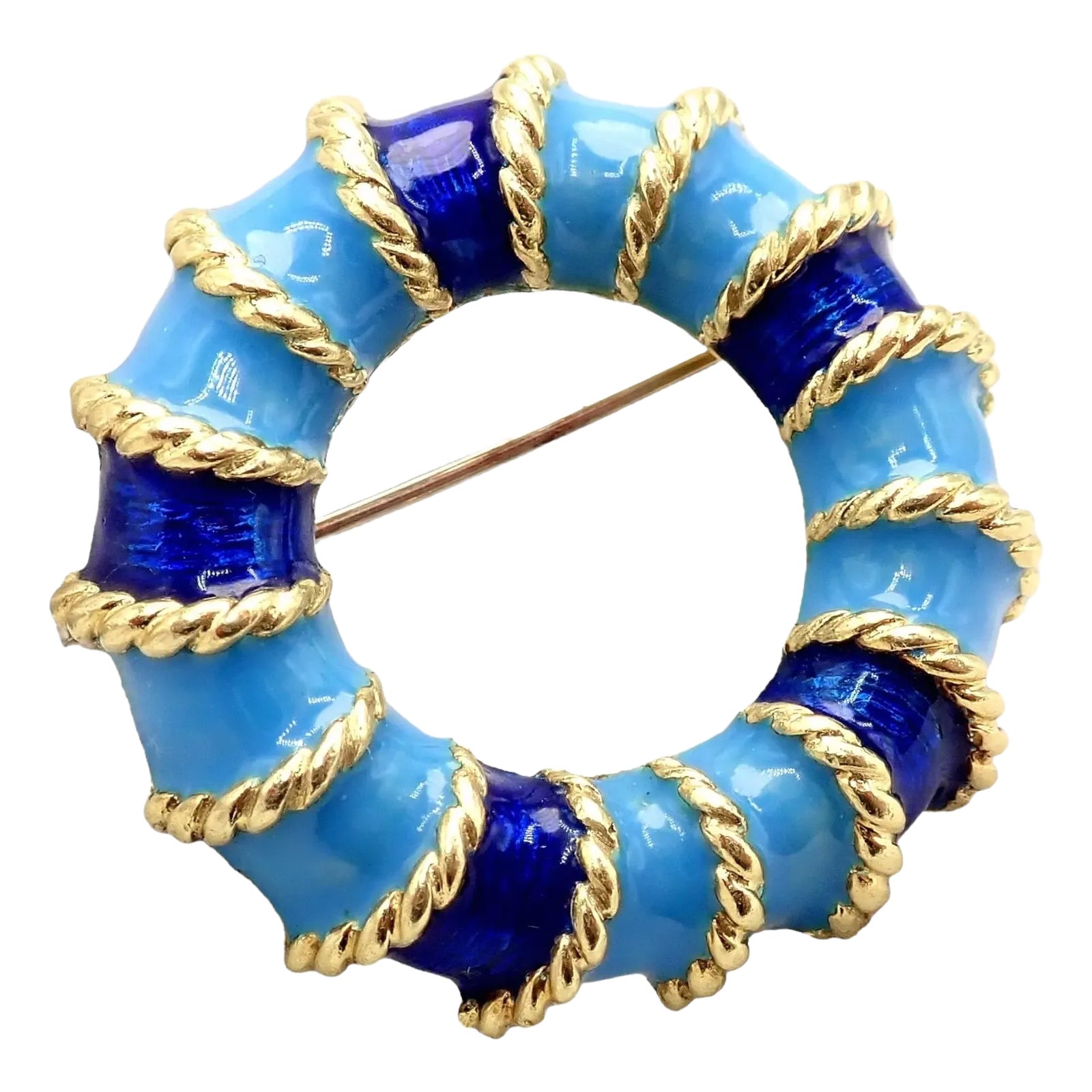 Late 20th Century Vintage Tiffany & Co. Yellow Gold Blue Enamel Circle ...