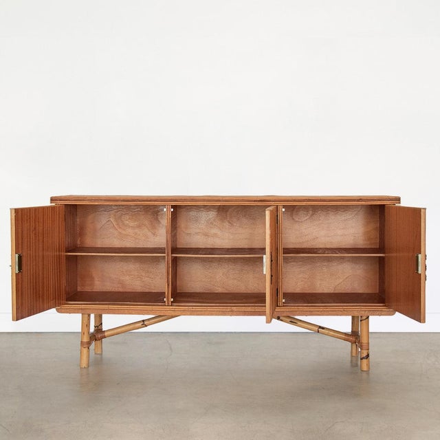 1960s Adrien Audoux and Frida Minet Bamboo Sideboard | Chairish