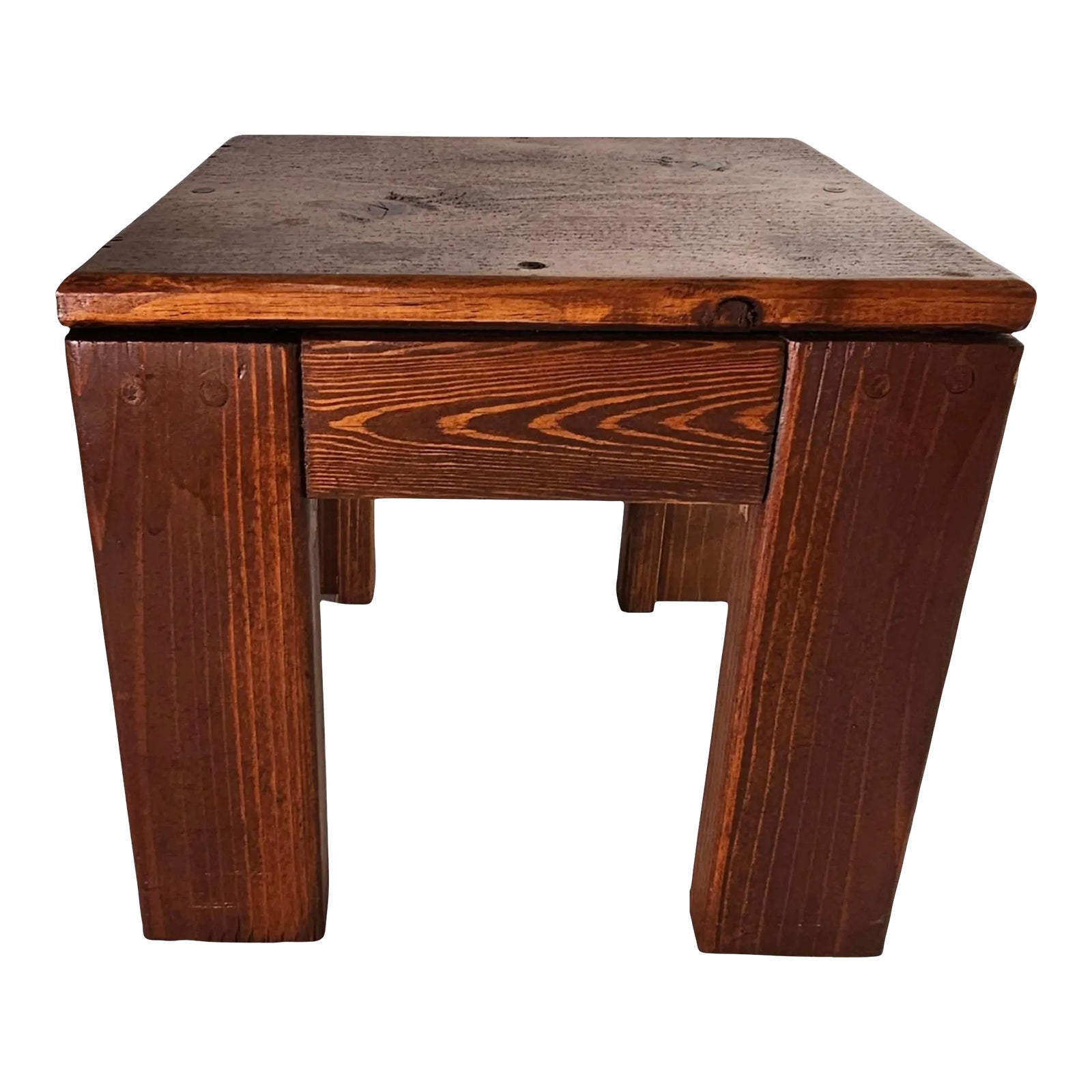 Pine Wood Step Stool Brown Foot Stool Ottoman 12" H | Chairish