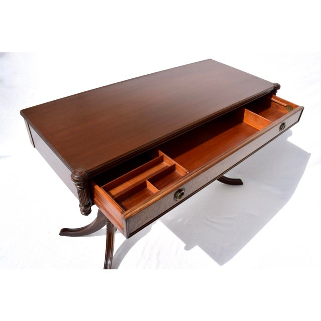 English Regency Style Burl- Wood Library Console Table | Chairish