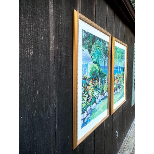 Neil Reed - Large Double Print of a Lake House and Garden | Chairish