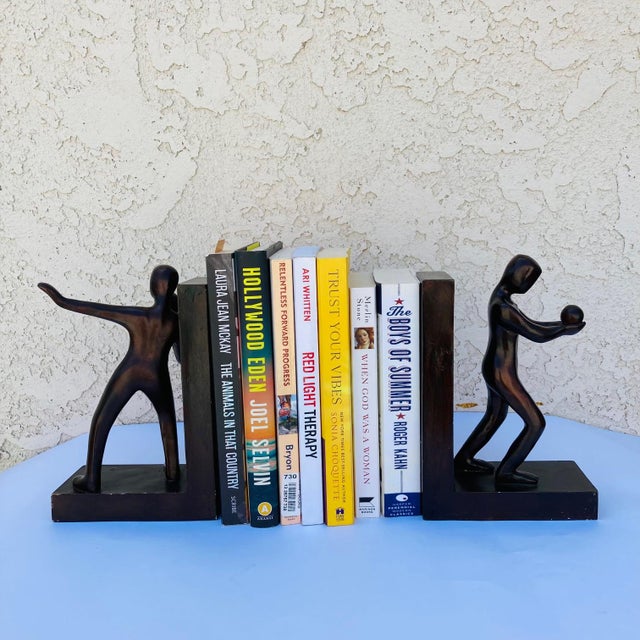 Pair of Mid Century Male Figurine Bookends | Chairish