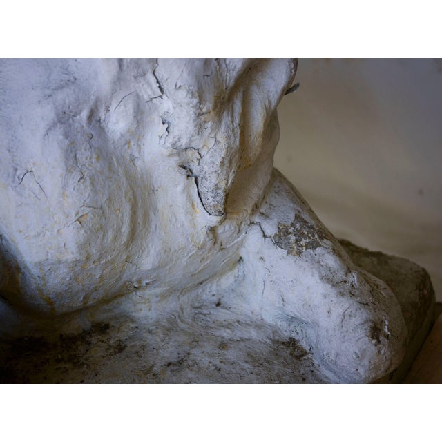 1980s Cast Stone Sitting Stag Garden Statue | Chairish