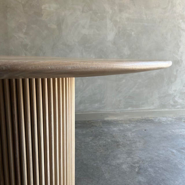 Custom White Oak Reeded Base Dining Table | Chairish
