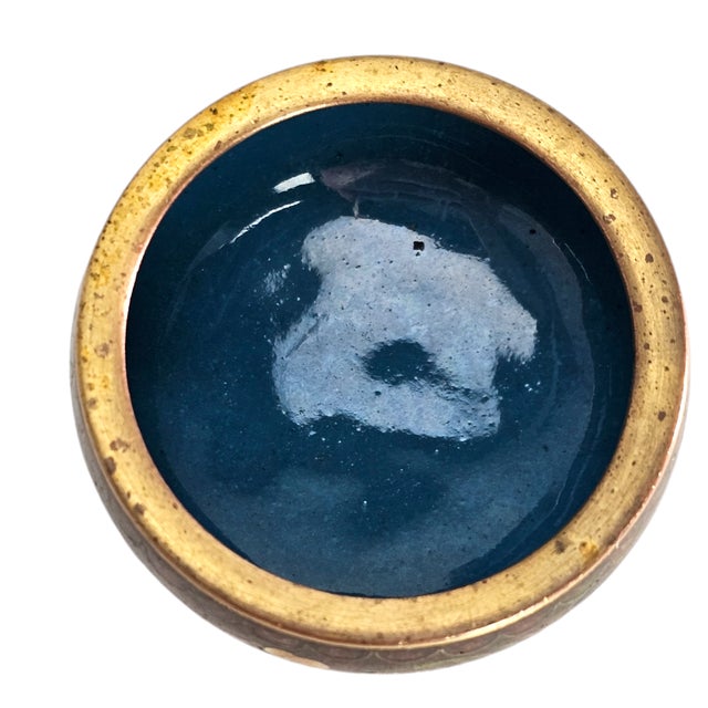 Chinese Cloisonné Salt & Pepper Shakers Salt Cellar and Spoon 2" | Chairish