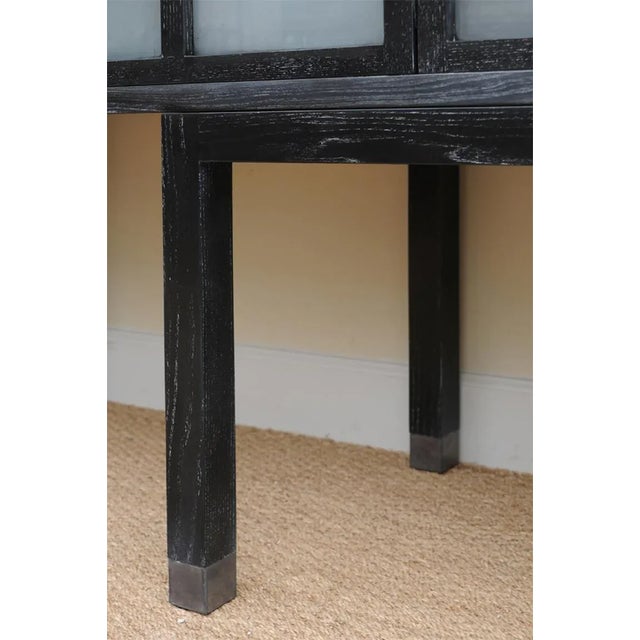 Pace Cerused Ash and Sandblasted Glass Cabinet | Chairish