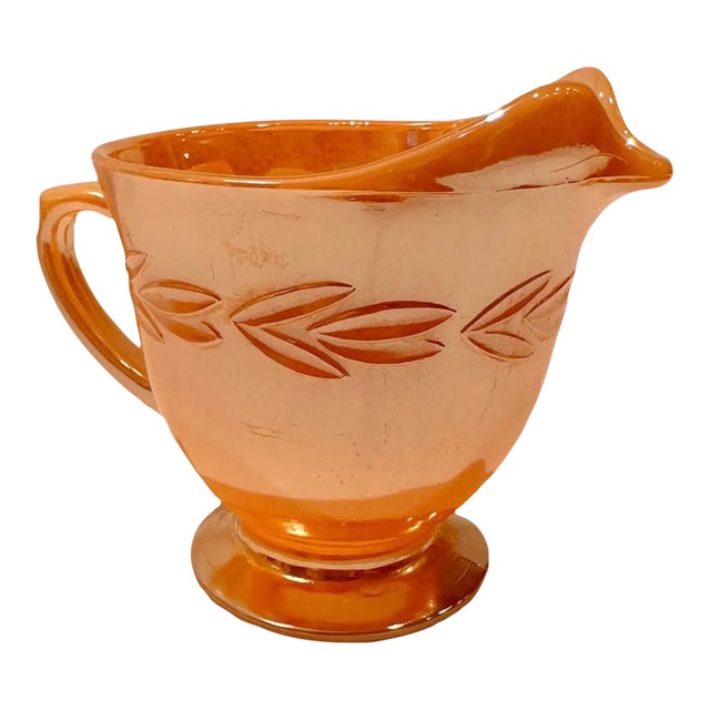 Fire King Peach Lusterware Creamer Laurel Leaf Pattern | Chairish
