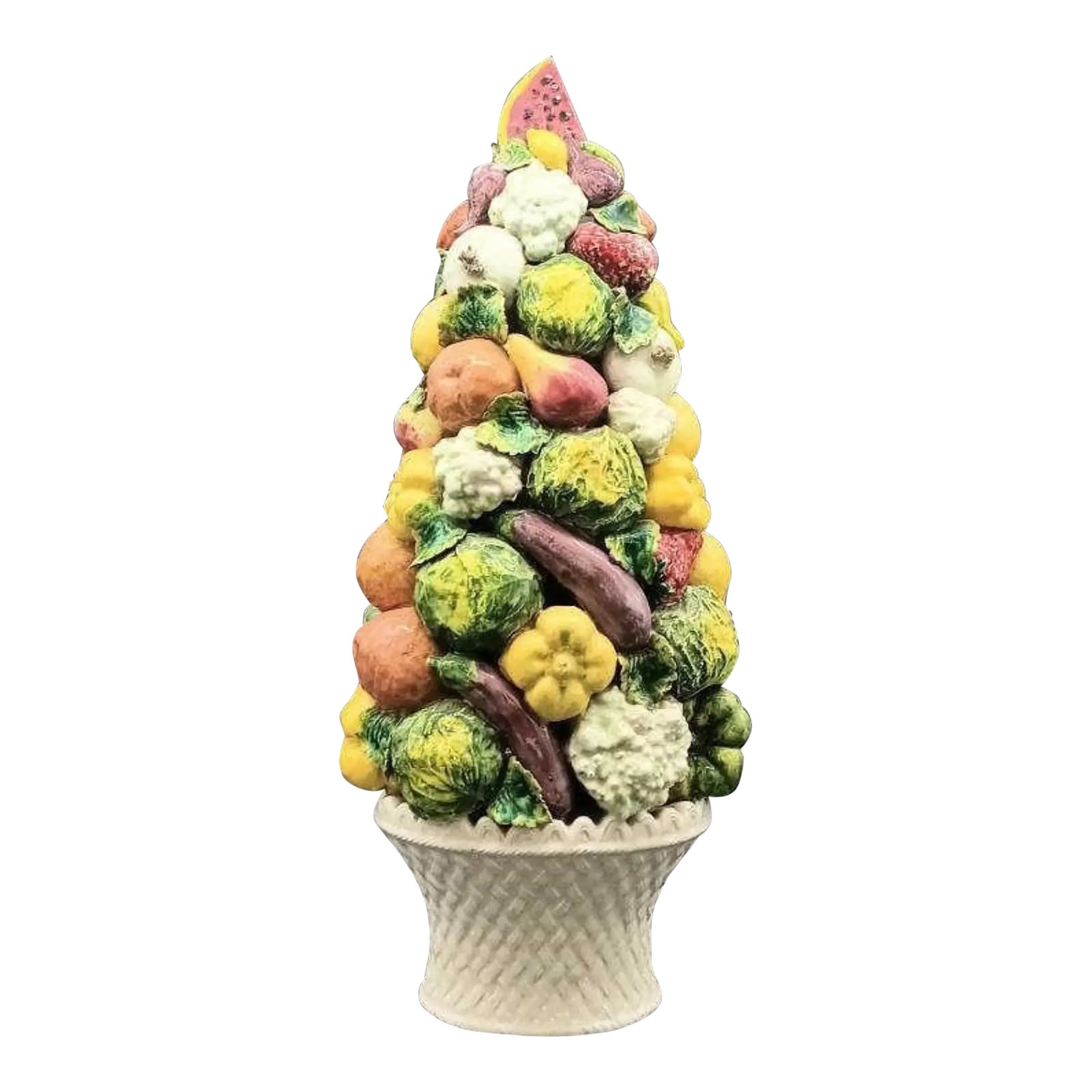 1950’s Large Italian Barbotine Majolica Fruit and Vegetable Topiary ...