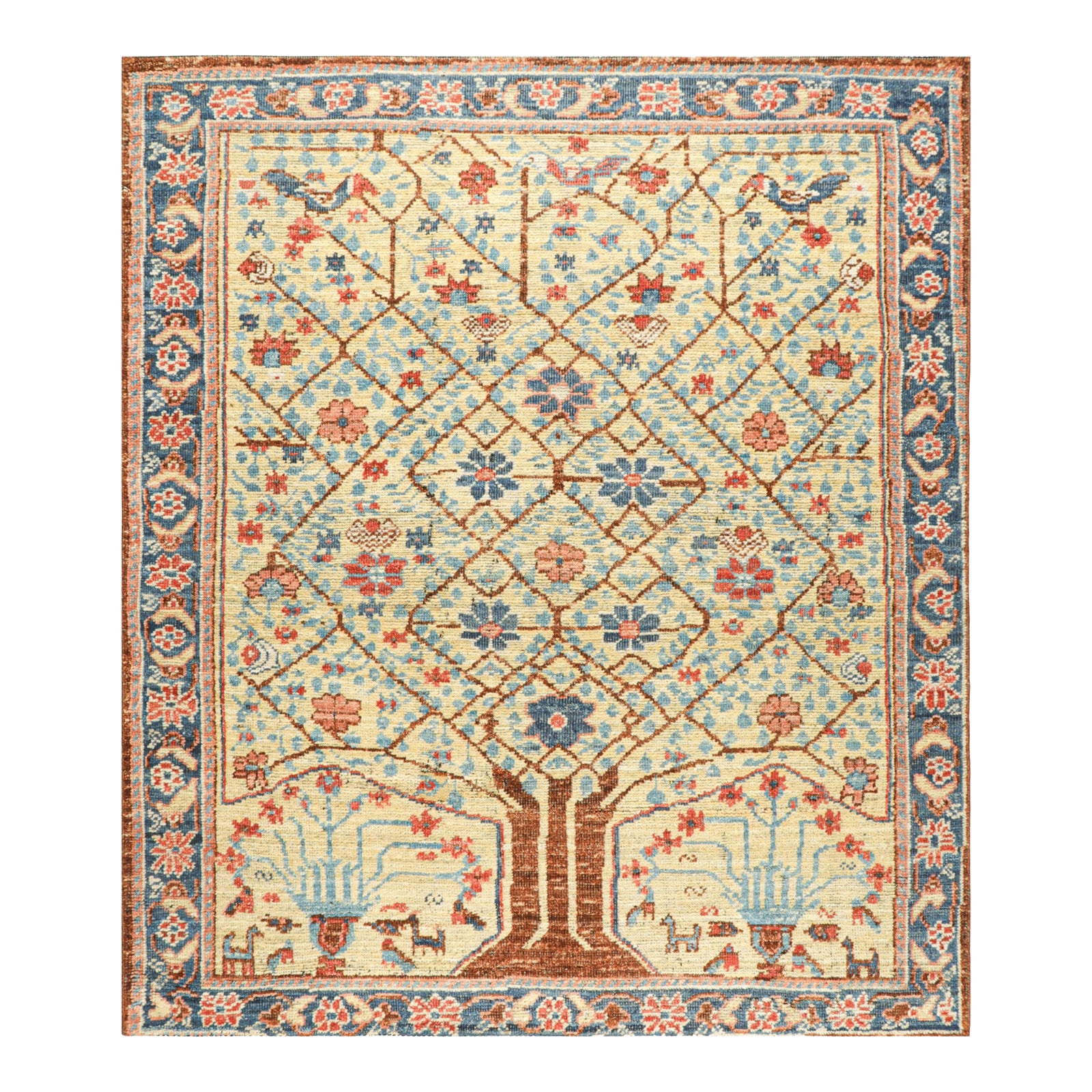 Rug & Kilim’s Persian Bakhtiari Style Rug in Beige With Colorful Floral ...