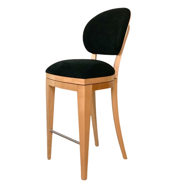 Contemporary Maple & Black Suede "Jake" Swivel Bar Stools by Nick ...