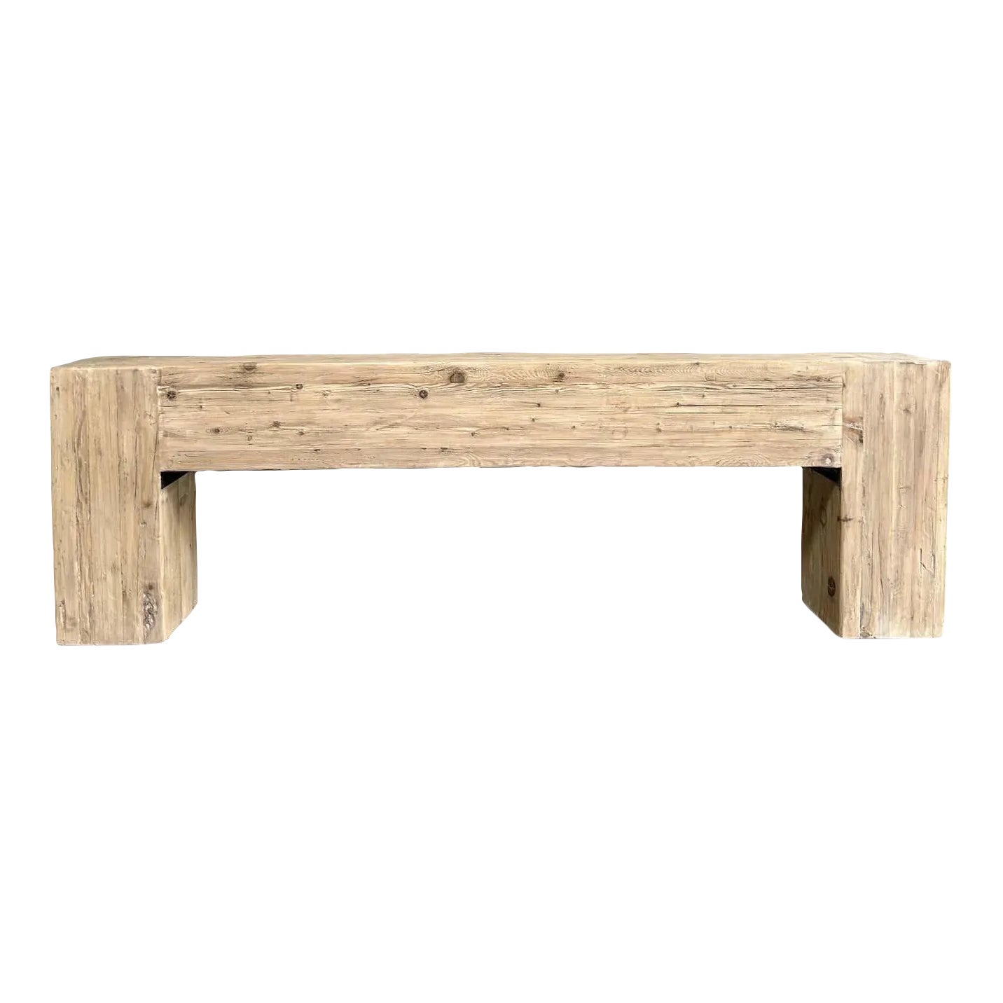Reclaimed Elm Wood Beam Style Console Table | Chairish