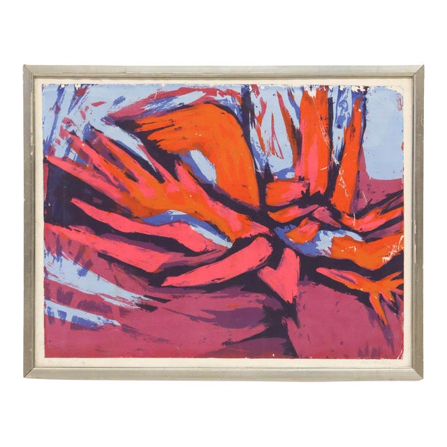 1980s Abstract Expressionist Framed Silkscreen "Mexican Hotscape ...