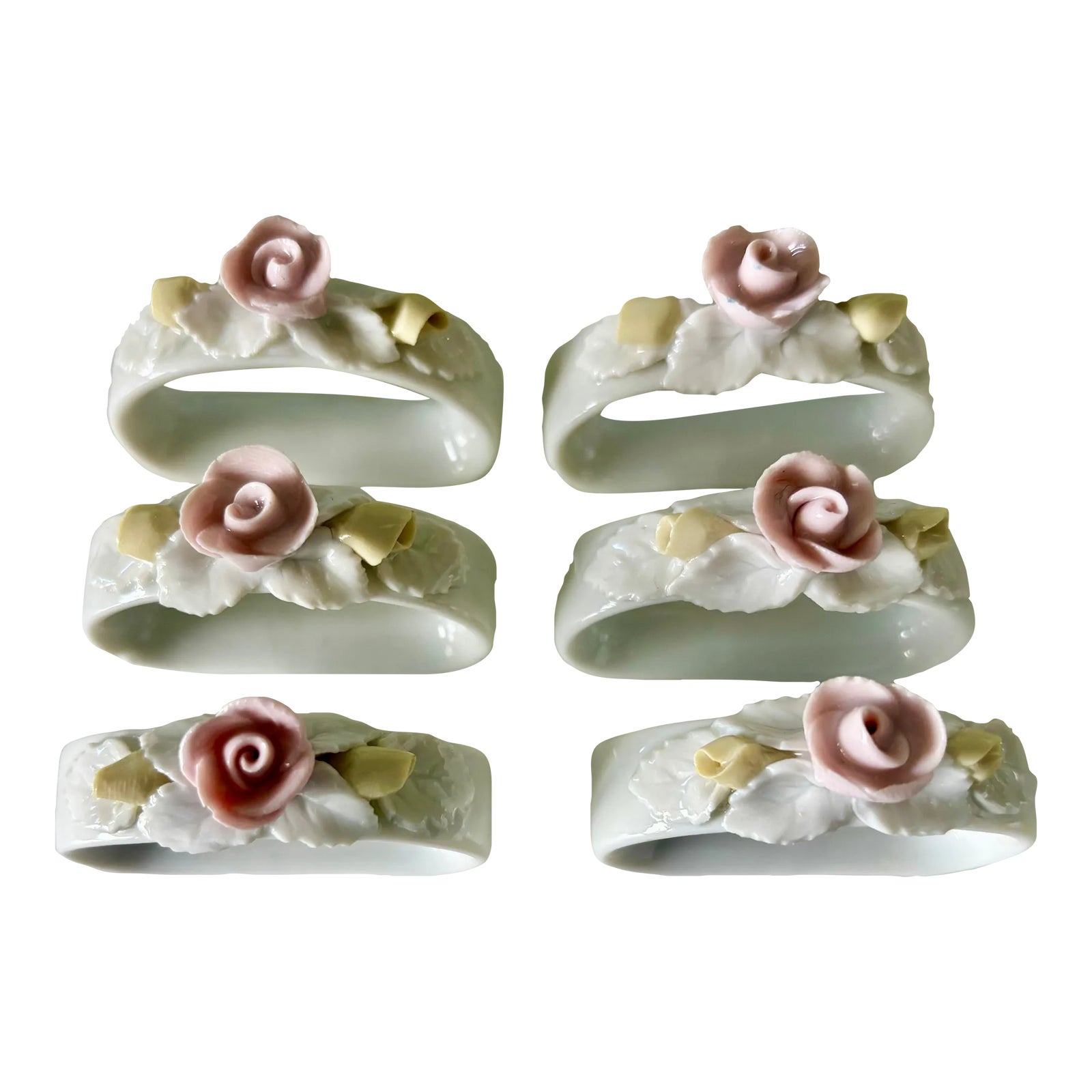 1970s Kaiser Porcelain Napkin Rings - Set of 6 | Chairish