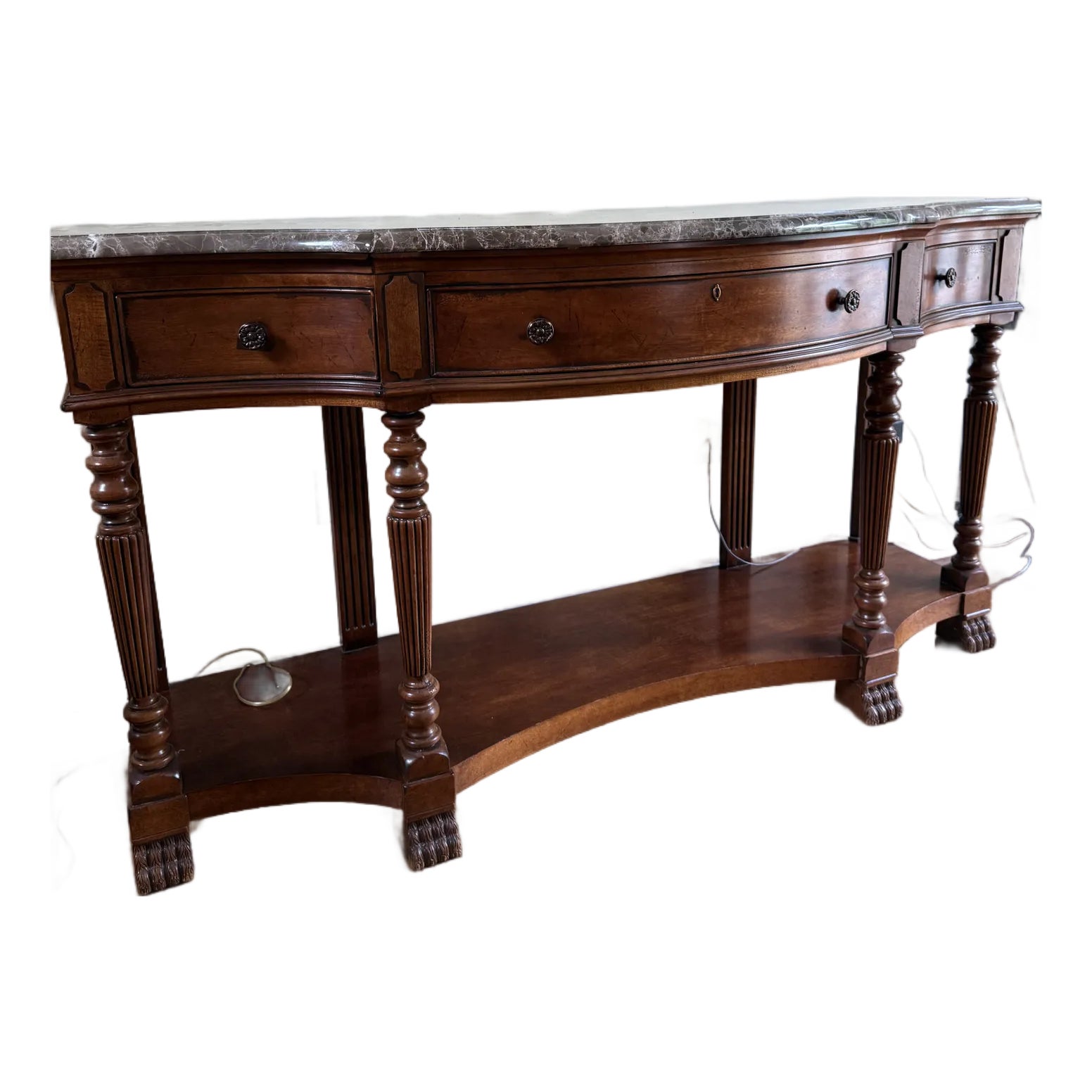 Hickory White Marble-Top Console Table / Sideboard | Chairish