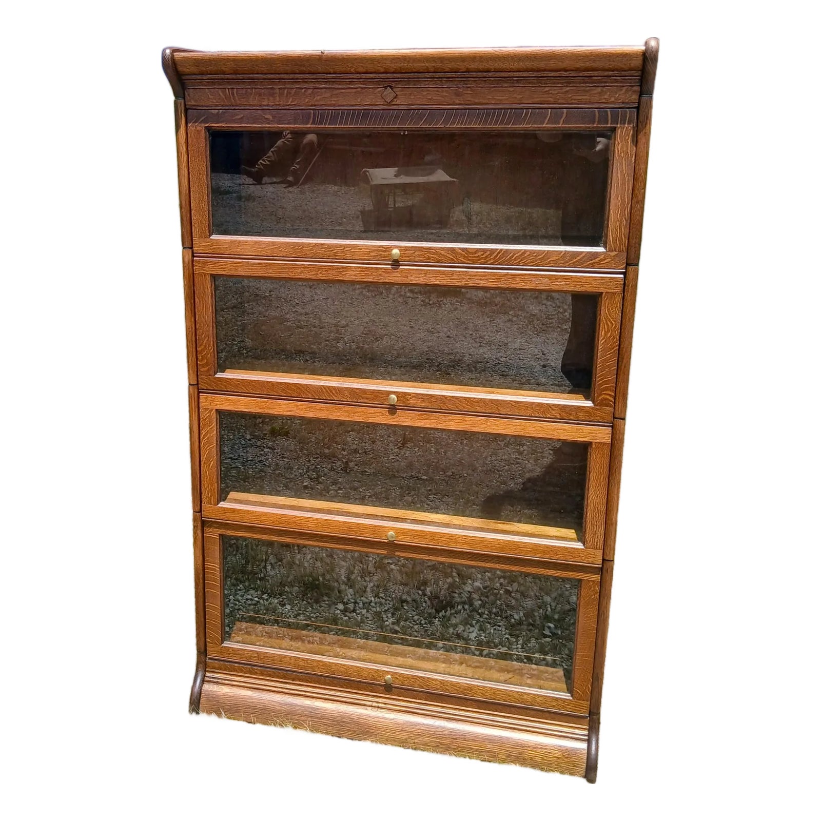 Antique Gunn 4 Sections Barrister Bookcase Quarter Sawn Oak With Red ...