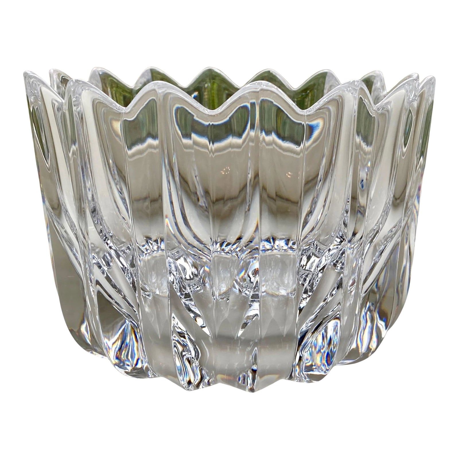 1980s Large Orrefors Crystal Fleur Bowl | Chairish