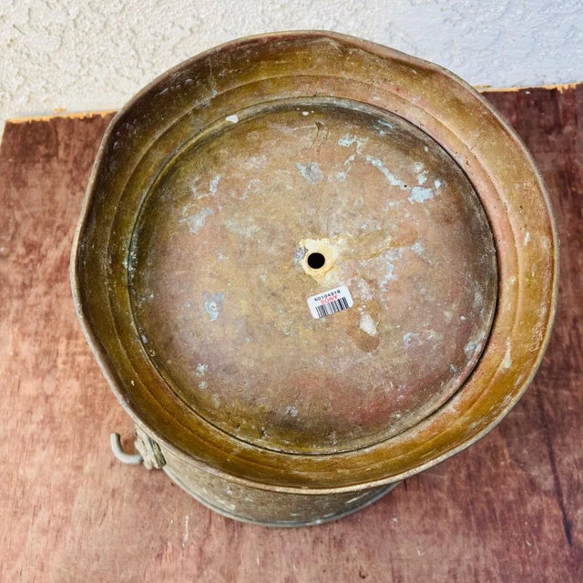Early 1900s Asian Indian Antique Hammered Brass Bucket | Chairish