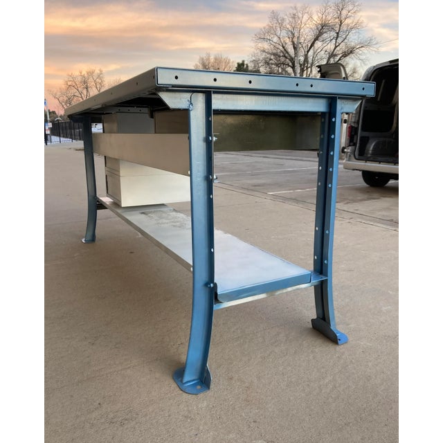 Industrial American Steel Work Table Desk From Lyon Metals Circa 1940s ...