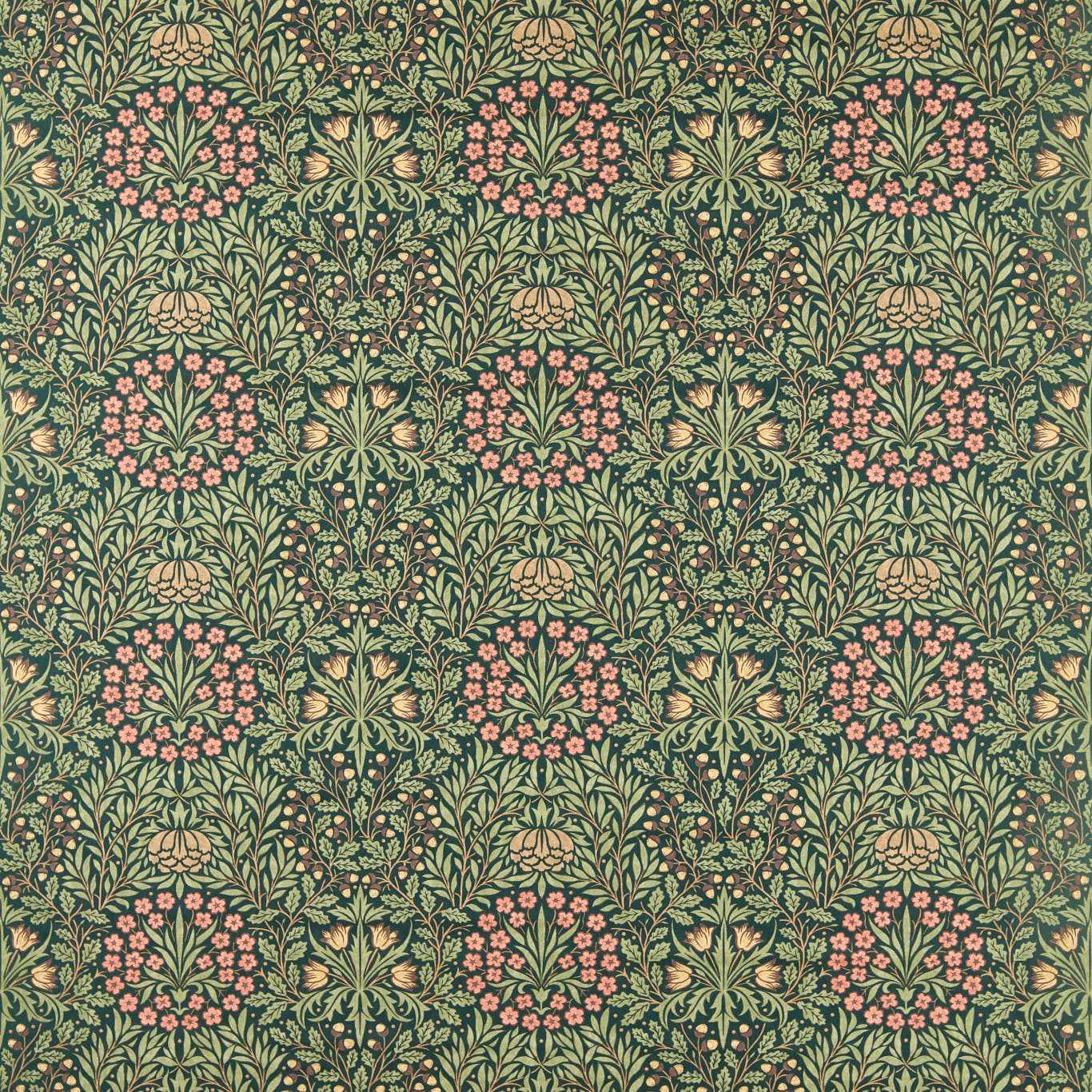Morris & Co. Daisy & Oak Fabric in Forest - a sample | Chairish