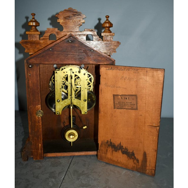 Antique Oak Victorian Style Carved Mantel Clock W/Pendulum | Chairish