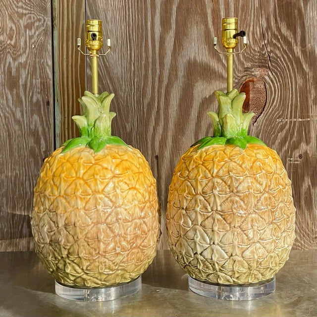 Vintage Ceramic Pineapple Lamp - a Pair | Chairish