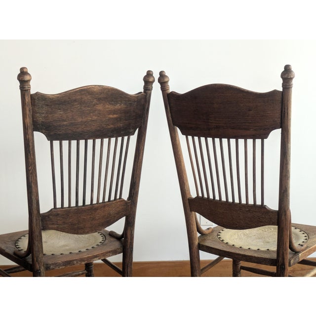 Antique Pressed Back Spindle Chairs - A Pair | Chairish