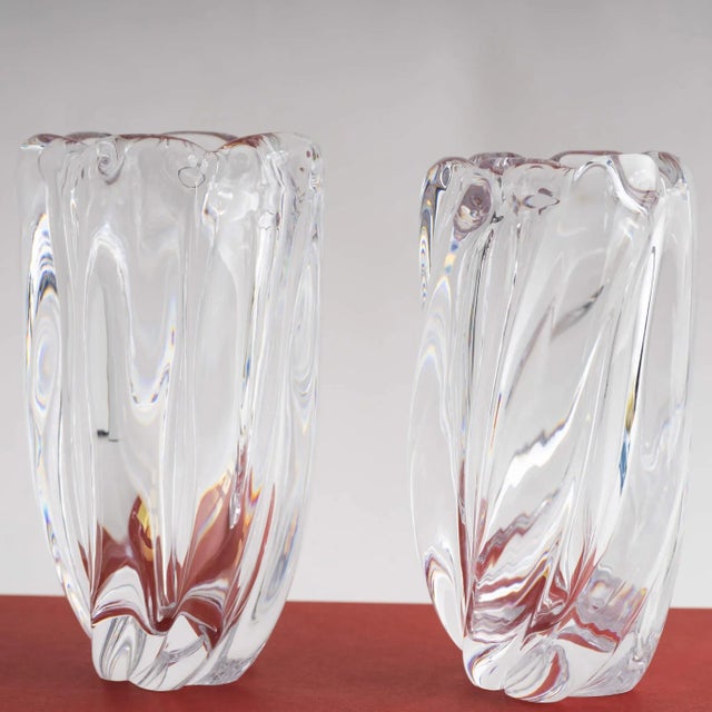 Vintage Orrefors Crystal Tall Waterfall Vase by Edvin Ohrstrom - a Pair ...
