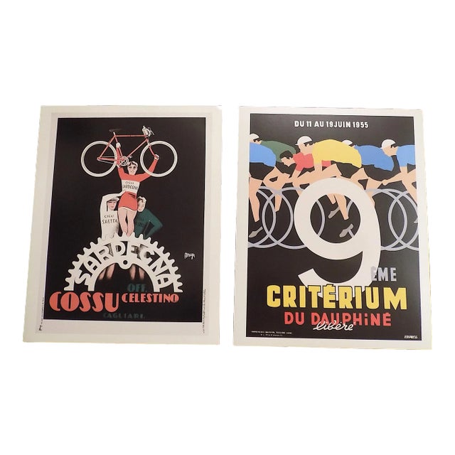 Vintage Cycling Poster Lithographs - a Pair | Chairish